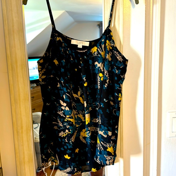 LOFT | Tops | Loft Shell Navy Blue Floral Medium | Poshmark